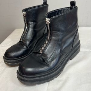 Indigo | Shoes | Indigo Rd Black Zip Front Combat Moto Ankle Boots Size ...